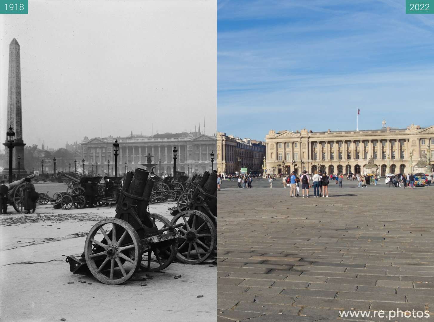 Before and After: Place de la Concorde (10/1918 & 10/2022)