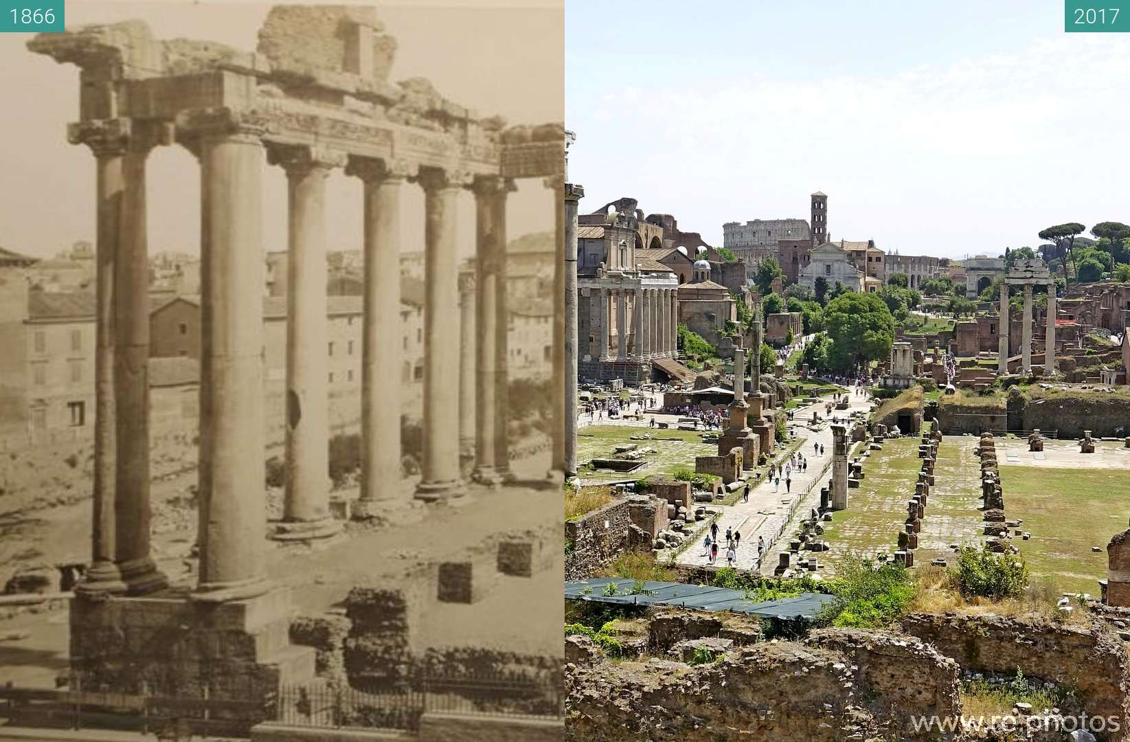 Before and After: Foro Romano (1866 & 2017-May-11)