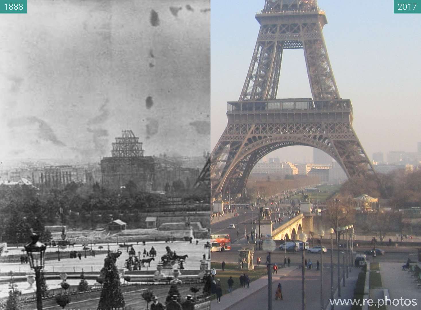 Before and After: Tour Eiffel (07/1888 & 2017-Jan-26)