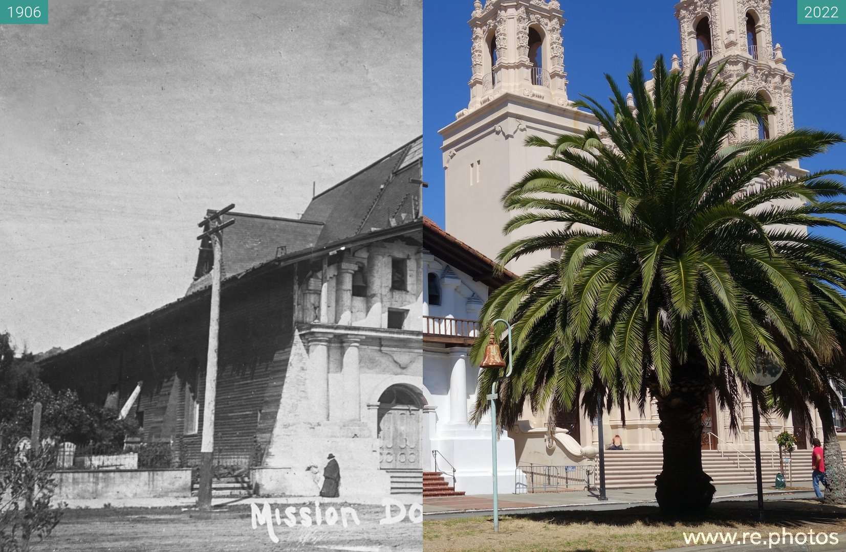 Before and After: Mission Dolores with Gothic Revival Church (1906 & 08 ...