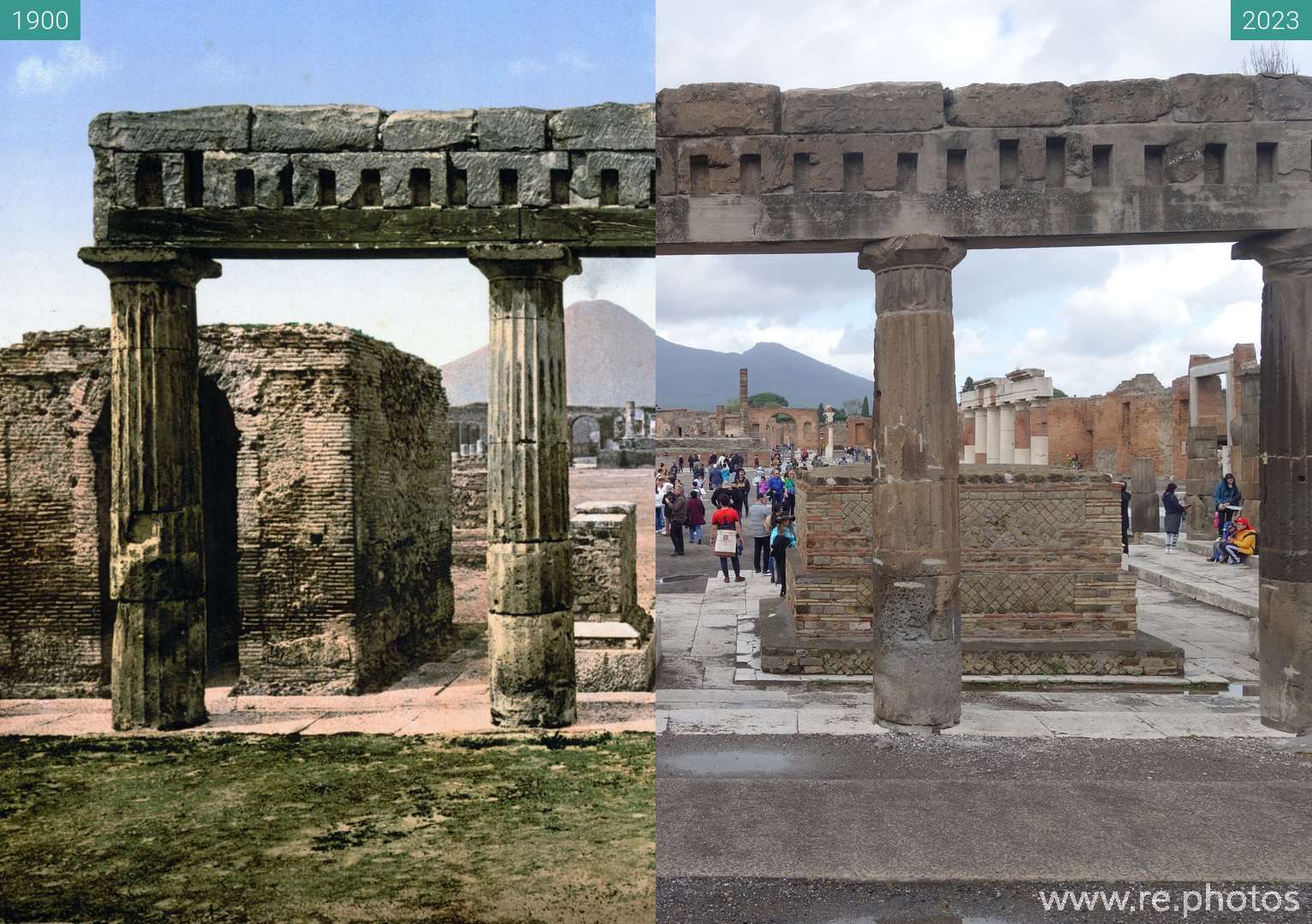 Damals und Heute: Pompeji Forum (1900 & 11.2023)