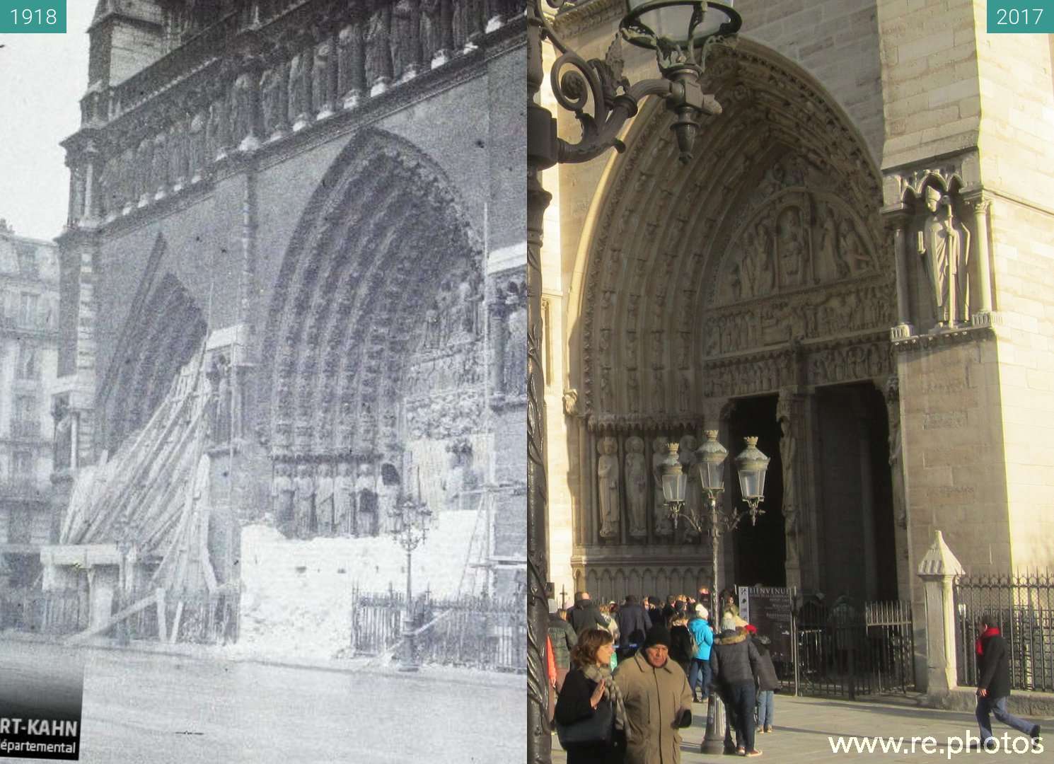 Before and After: Notre-Dame (1918-Dec-09 & 2017-Dec-16)