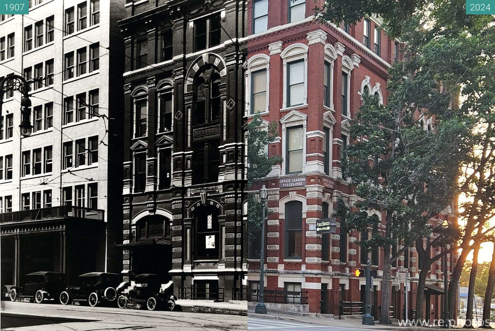 Before and After: Houston Cotton Building (1907 & 2024-Apr-29)