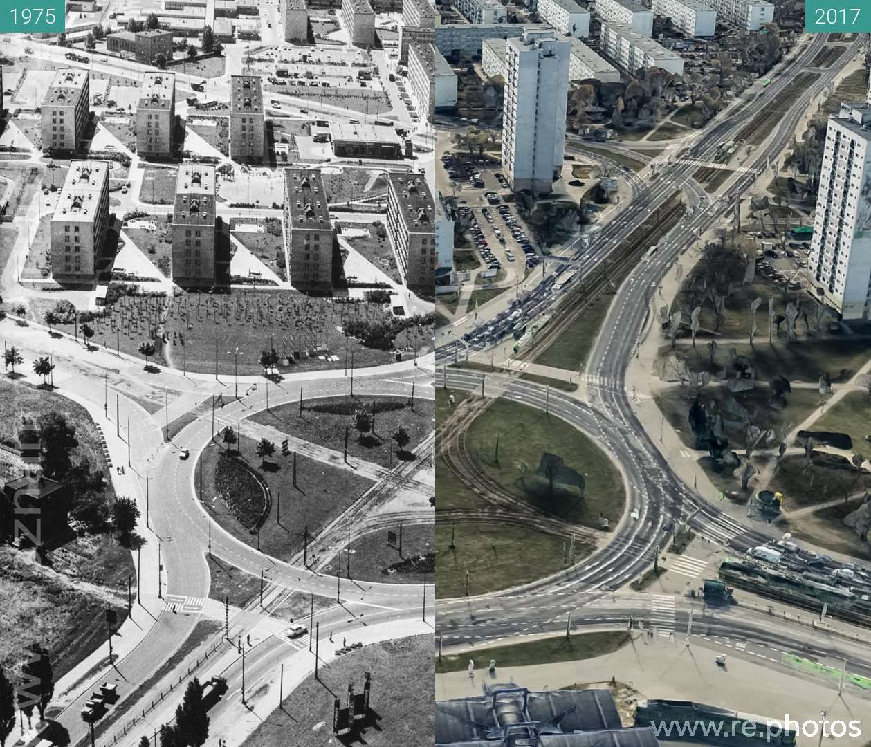 Before and After: Rondo Rataje (1975 & 2017)