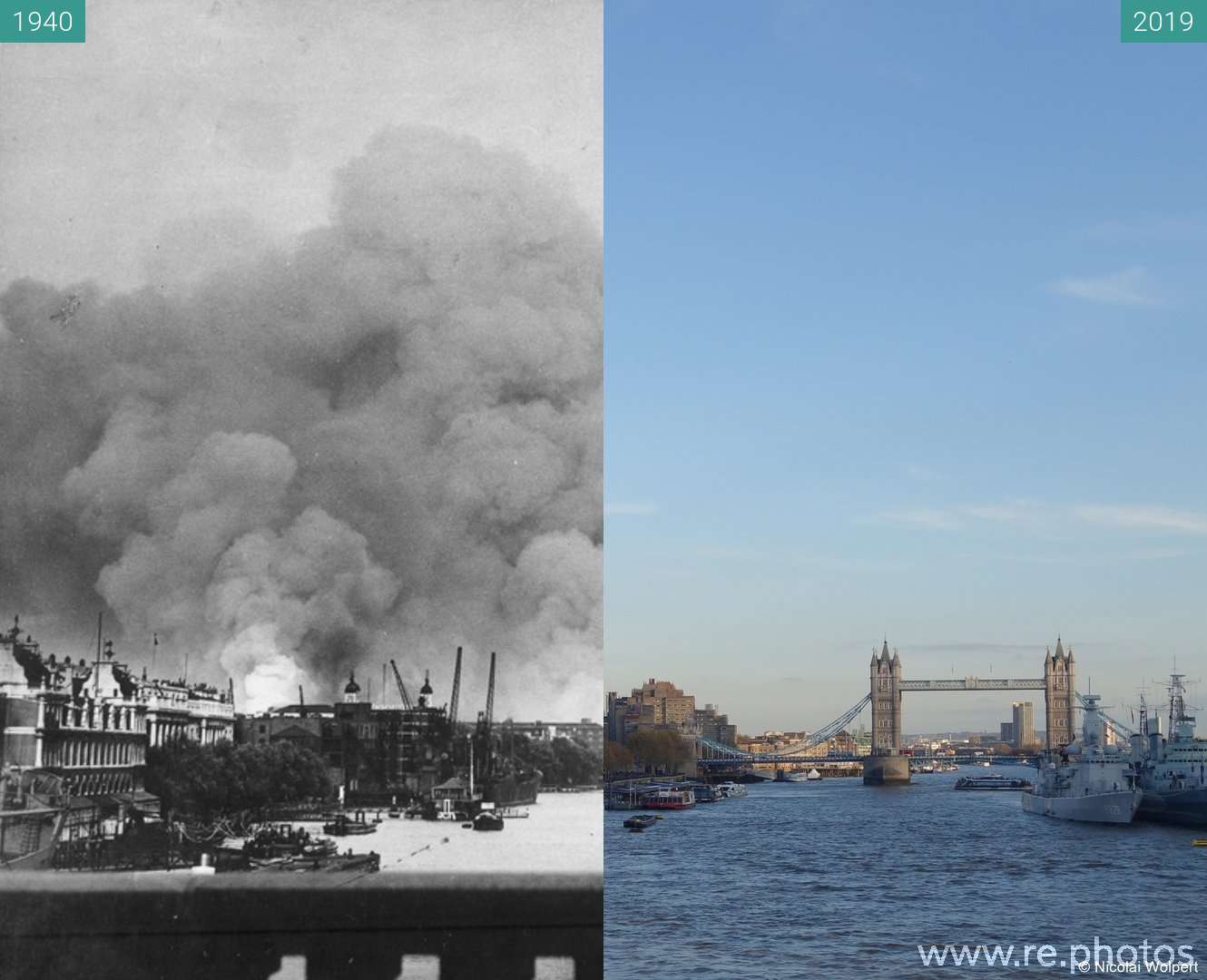 Before and After: London Blitz 1940 (1940-Sep-07 & 2019-Nov-10)