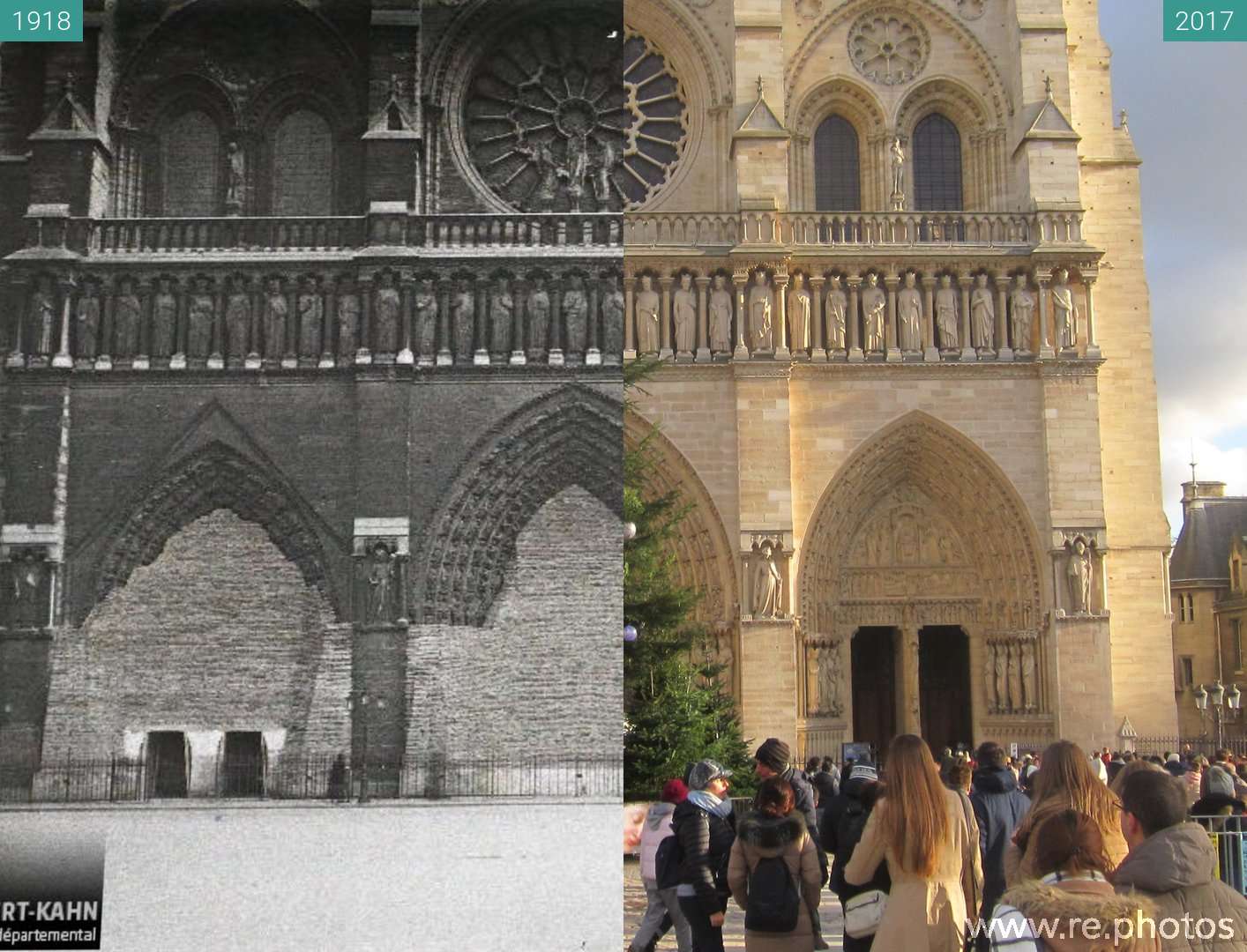 Before and After: Notre-Dame (1918-May-02 & 2017-Dec-16)