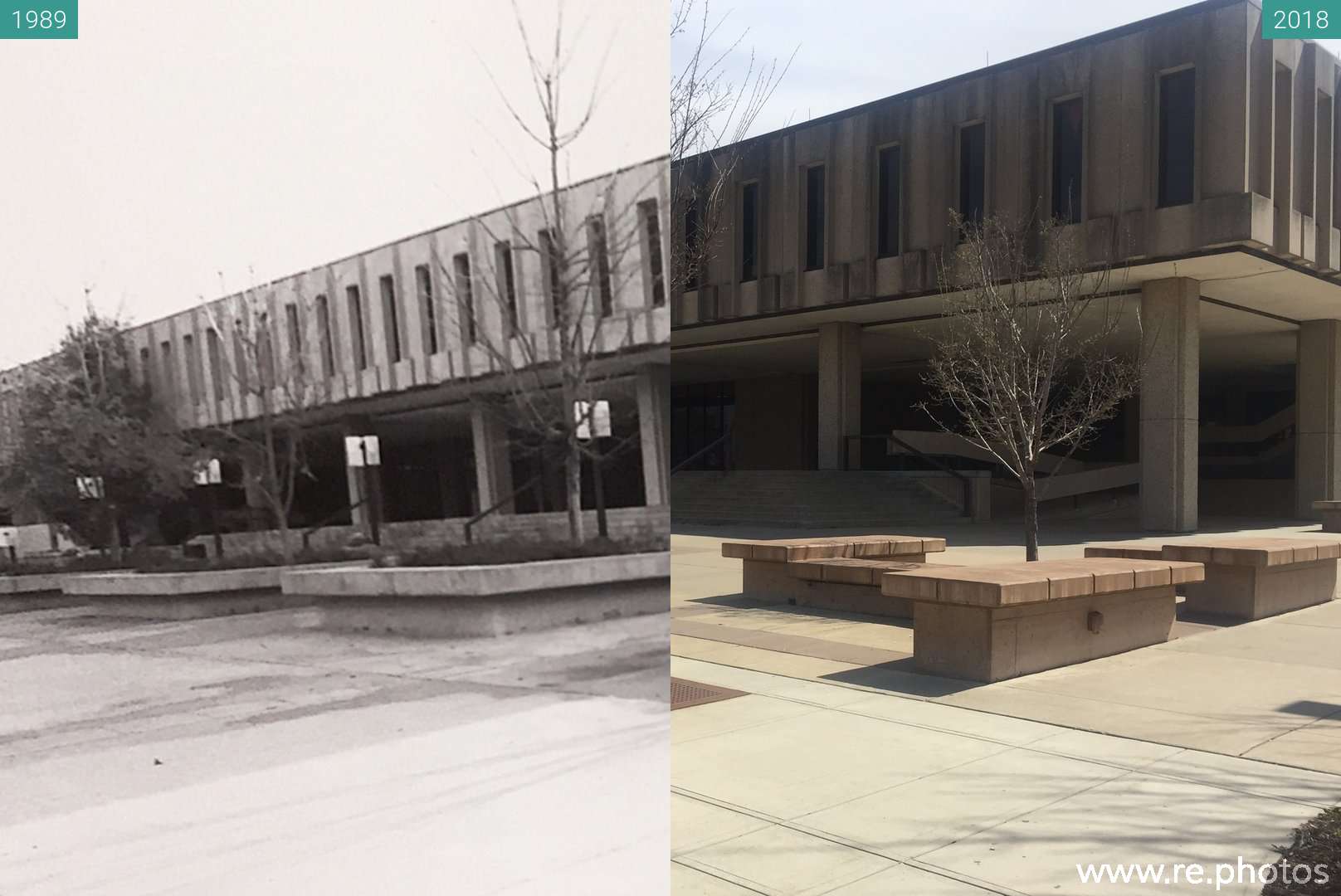 Before and After: Wescoe Hall - 1989 to 2018 (1989 & 2018-Apr-17)