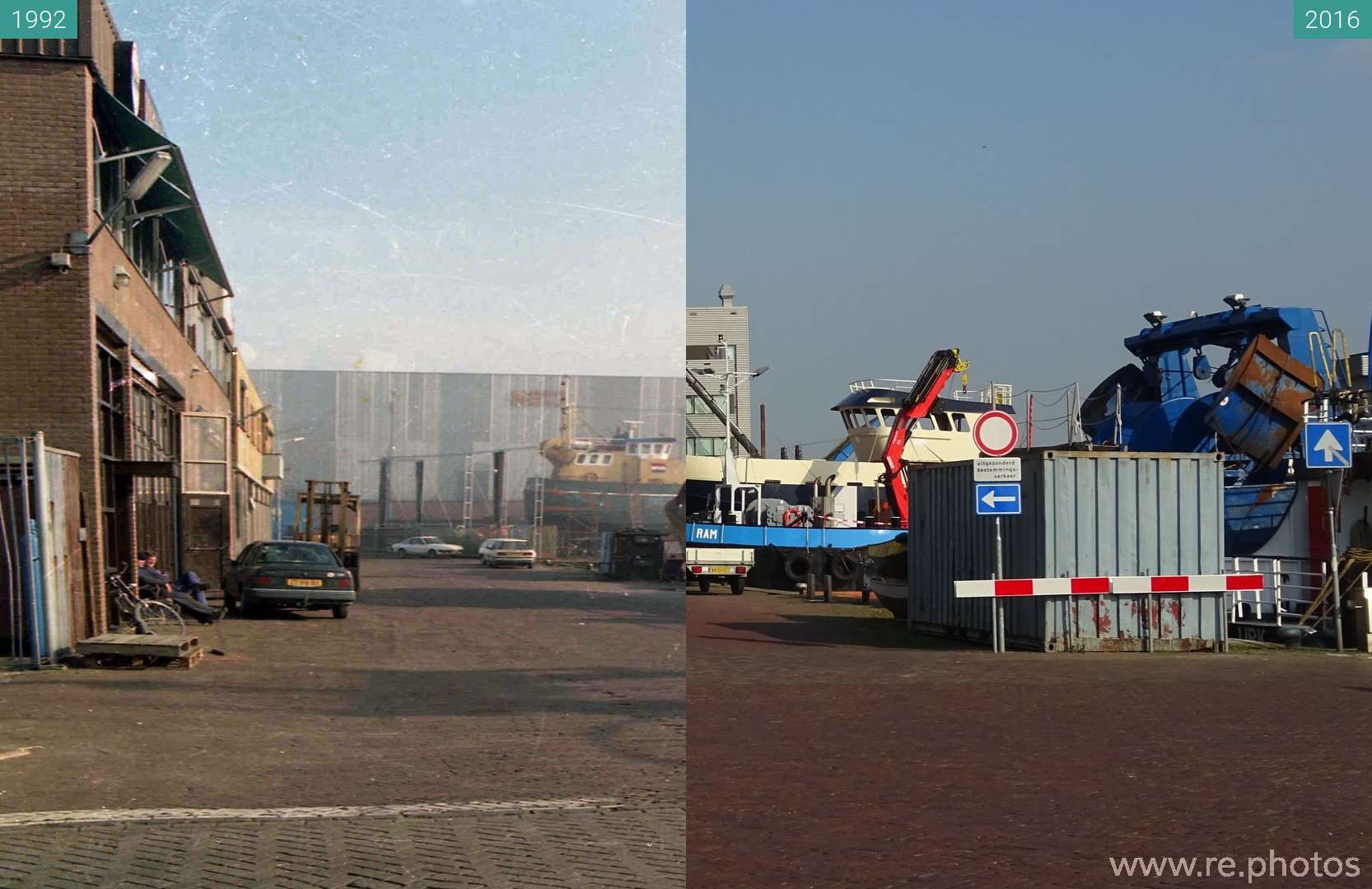 Before and After: Harbour and shipyard, Urk probably early nineties ...