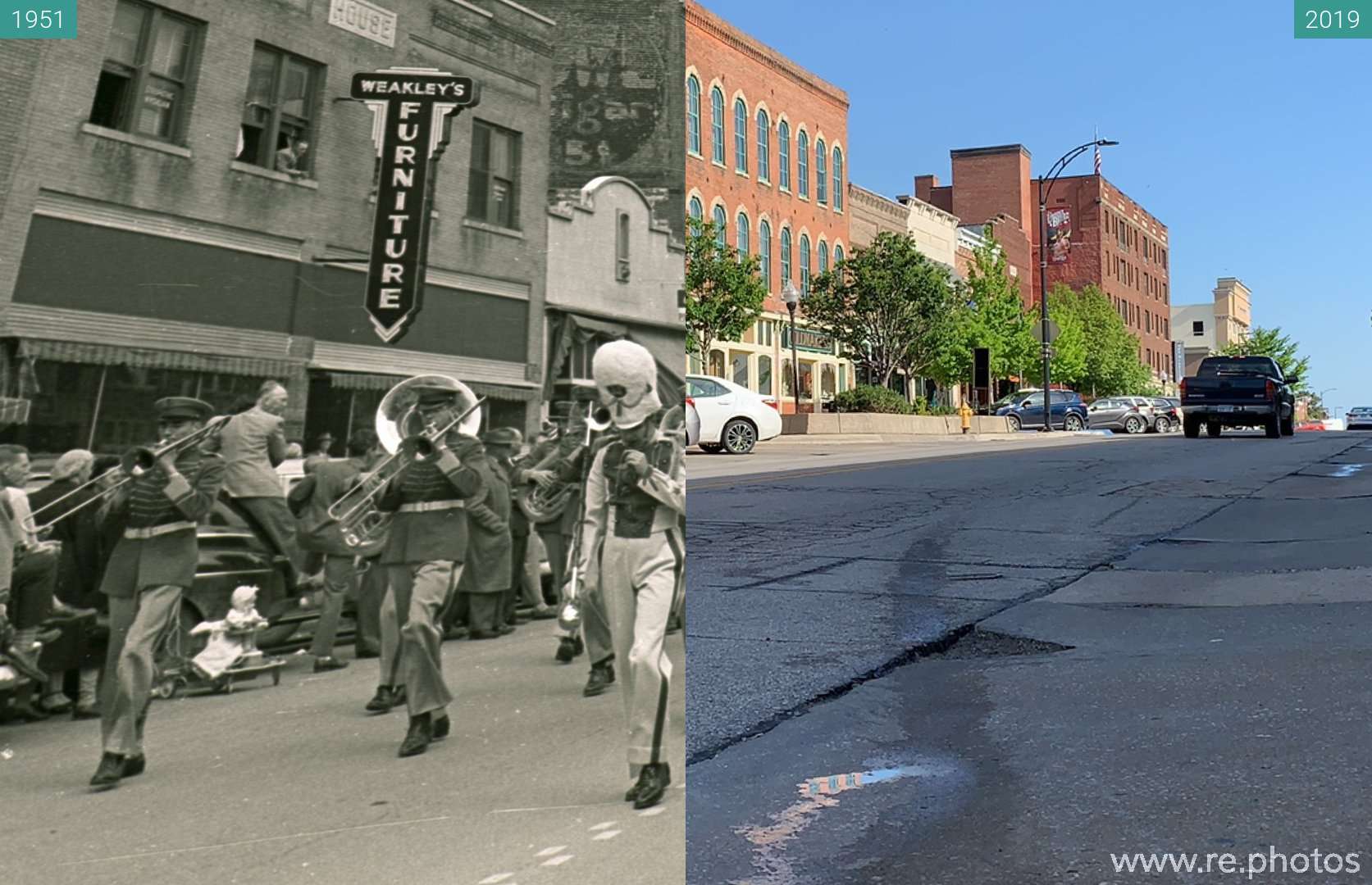 Before and After: 700 Block of Mass (1951 & 2019-May-06)