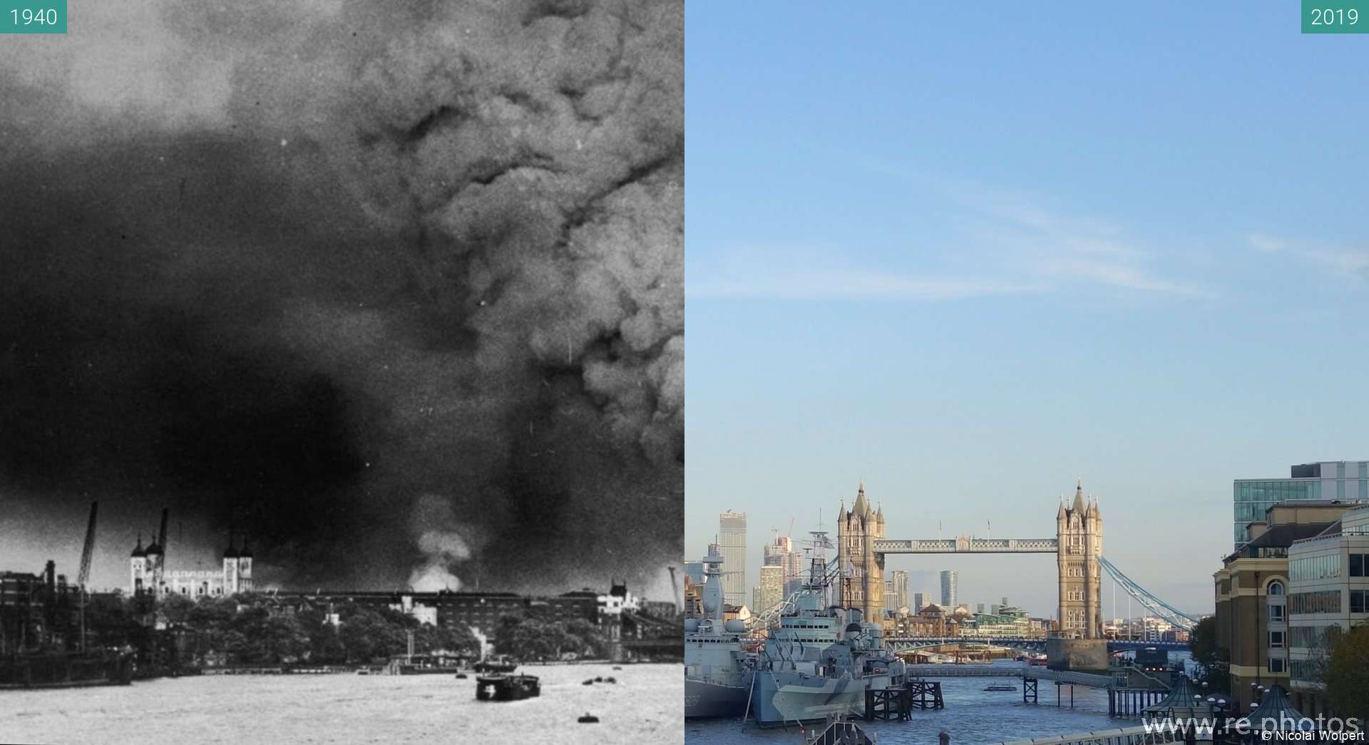 Before and After: London Blitz 1940 (1940-Sep-07 & 2019-Nov-10)