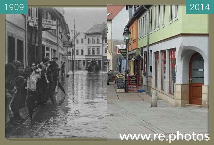 Damals und Heute: Apolda Teichgasse Ecke Darrstr. (1909 & 2014)