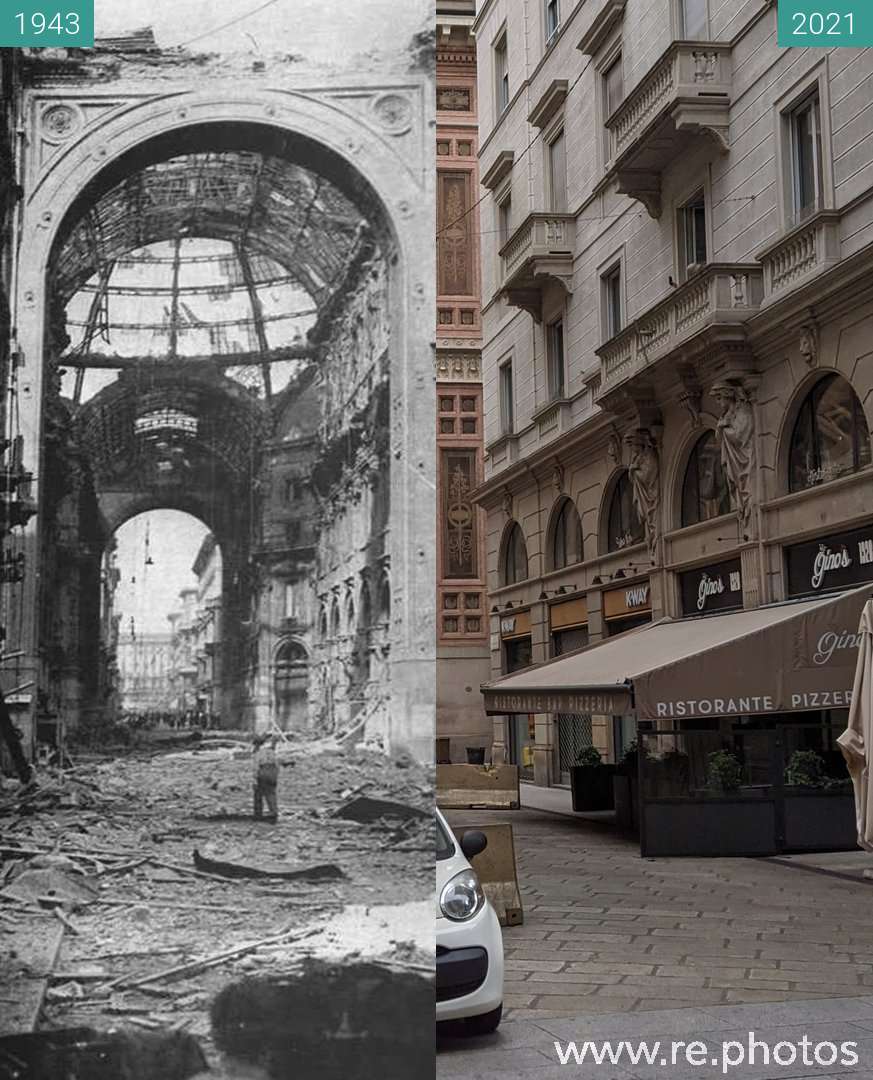 Before and After: Mailand, Galleria Vittorio Emanuele II (08/1943 ...