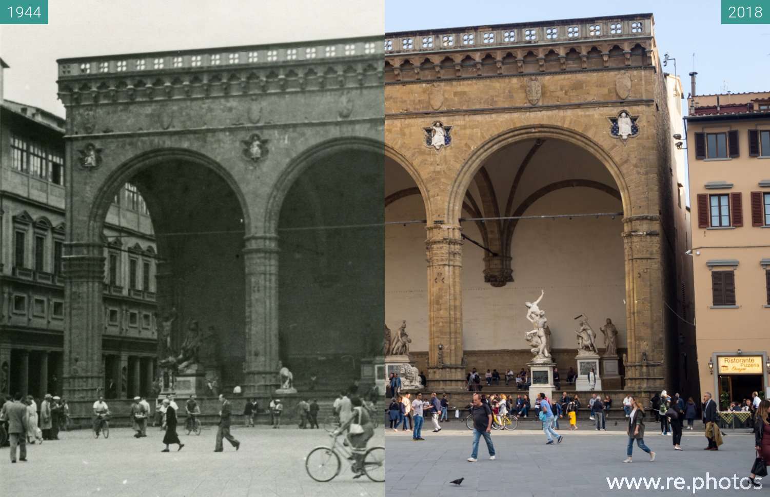 Before and After: Florence, Italy 1944/2018, Town Hall (07/1944 & 2018 ...