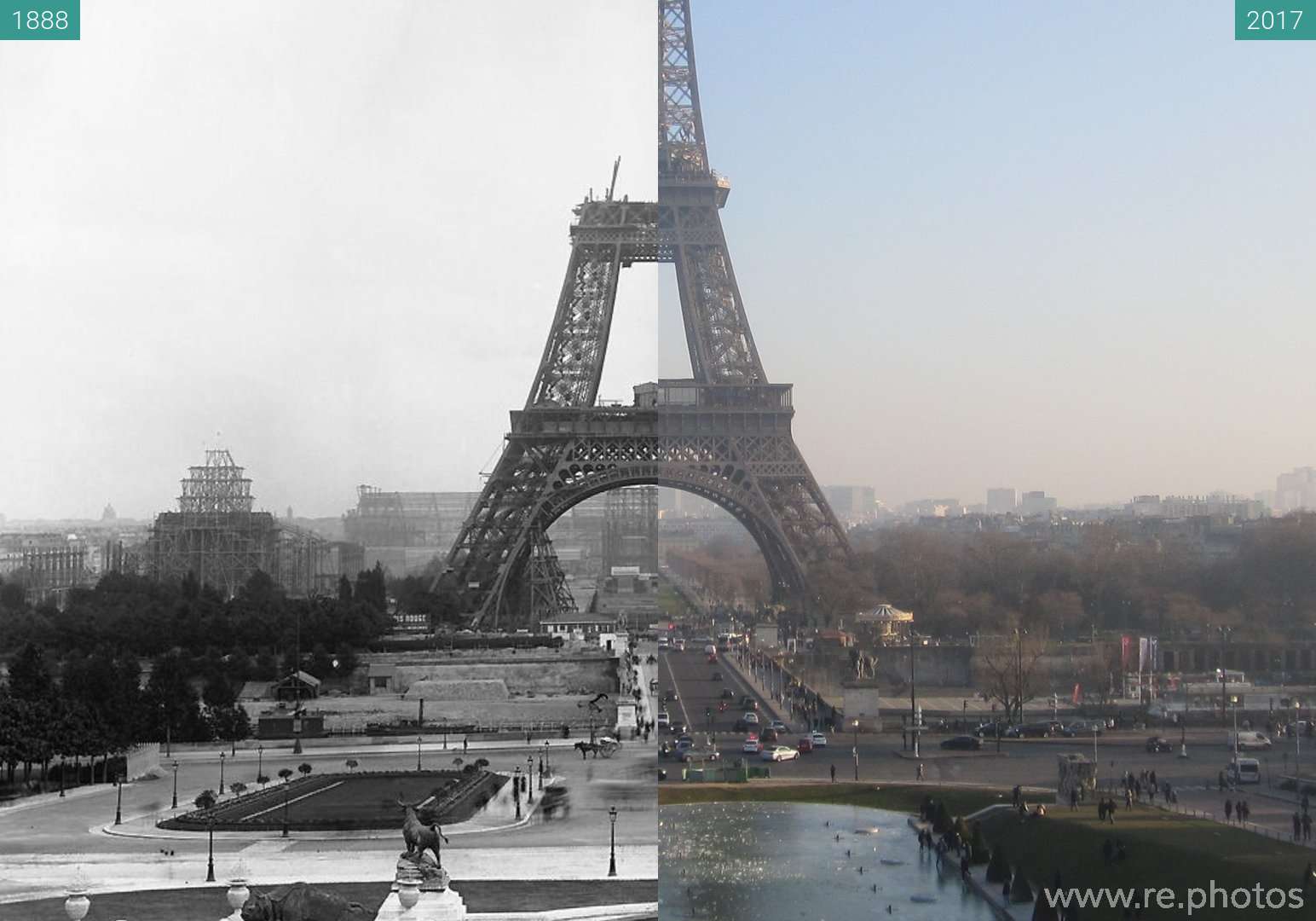 Before and After: Tour Eiffel (09/1888 & 2017-Jan-26)