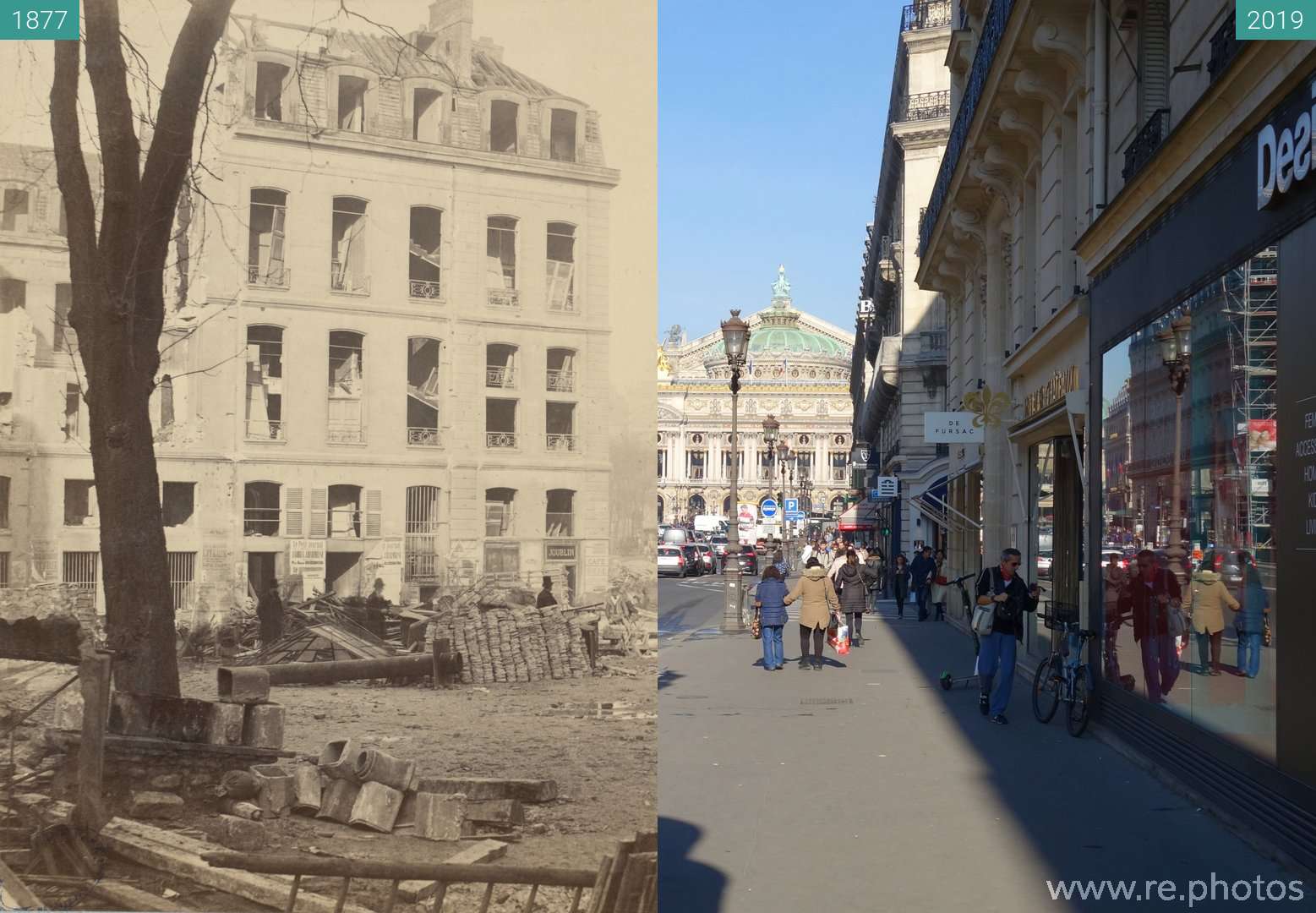 Before and After: Avenue de l'Opera (1877 & 2019-Feb-16)