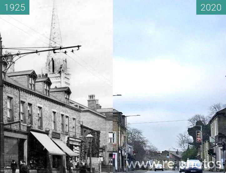 Before and After: Manchester Road, Nelson, Lancashire (1925 & 2020-Jan-01)