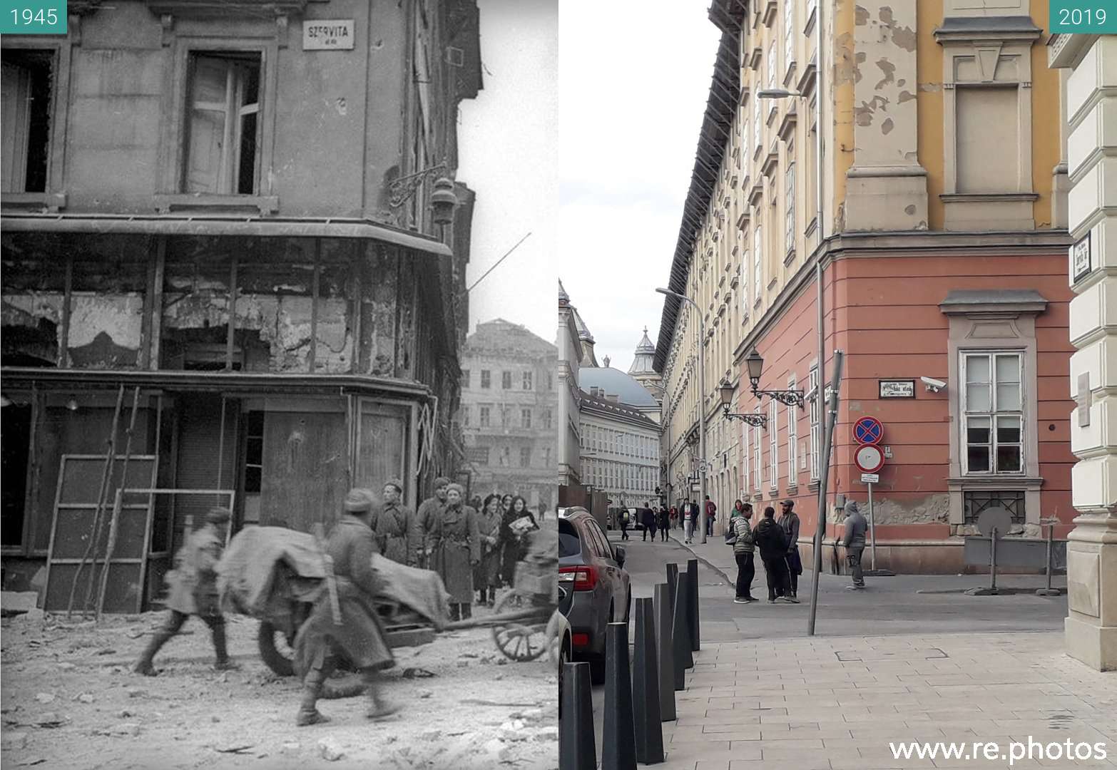 Before and After: Budapest, Szervita tér 1945 - 2019 (01/1945 & 2019 ...