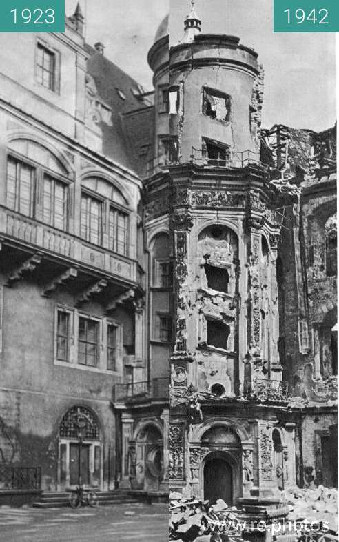 Before and After: Bombed Dresden (Not exact position) (1923 & 1942)