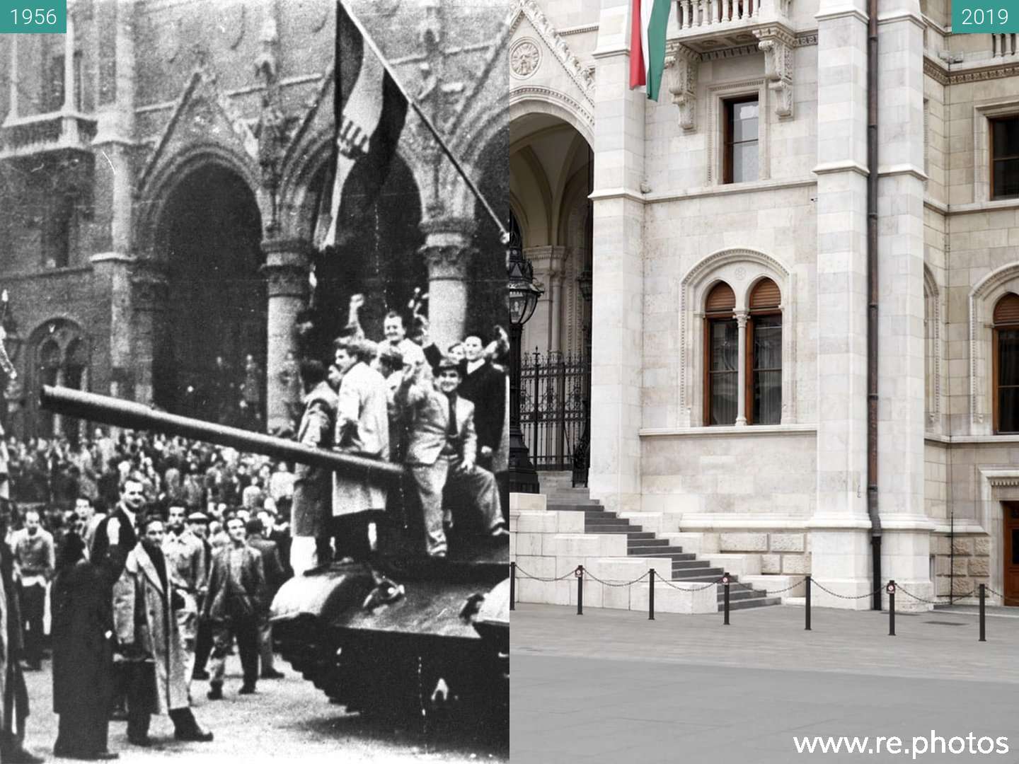 Before and After: Hungarian Uprising 1956 (10/1956 & 2019-May-01)