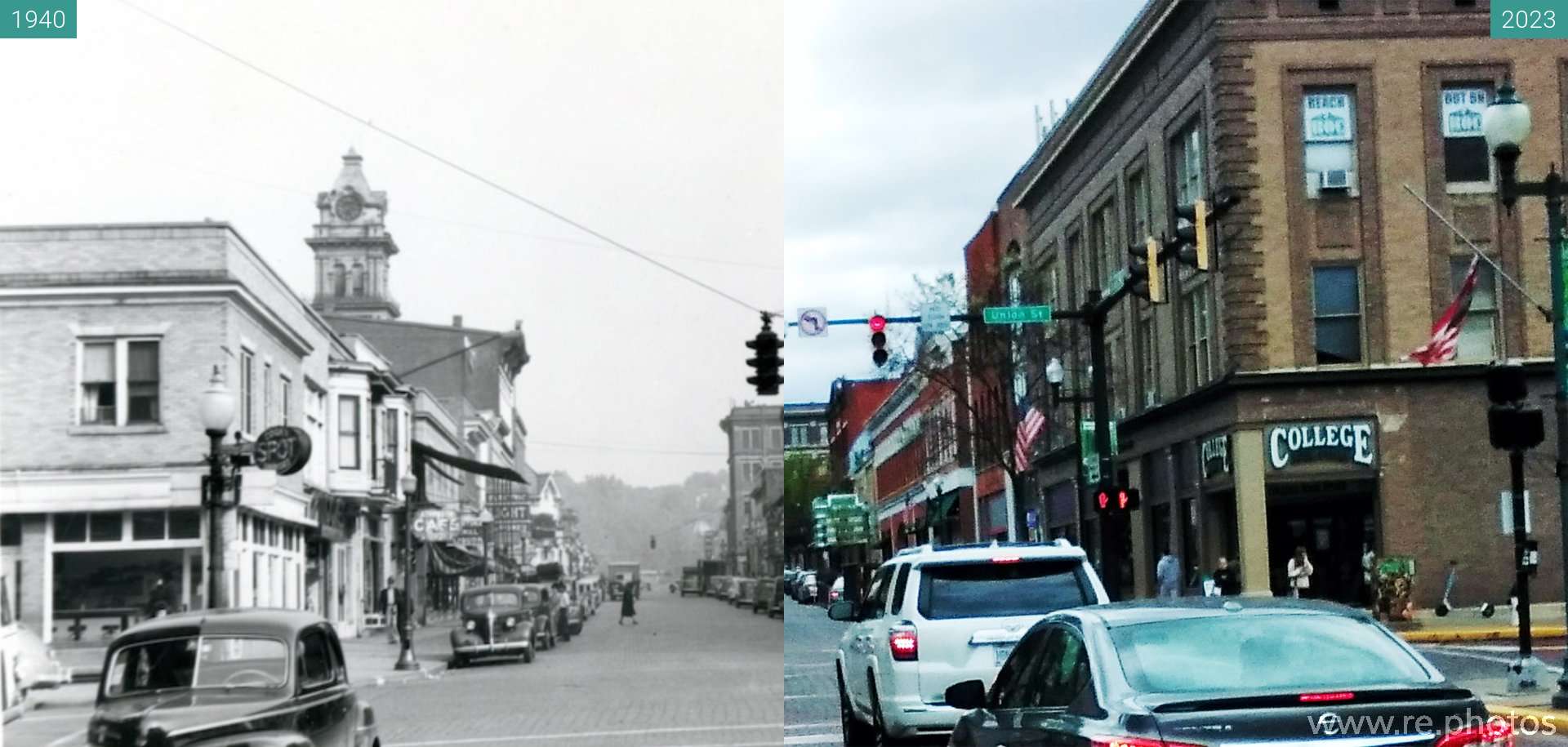 Before and After: Court and Union Intersection in Athens, Ohio (1940 ...