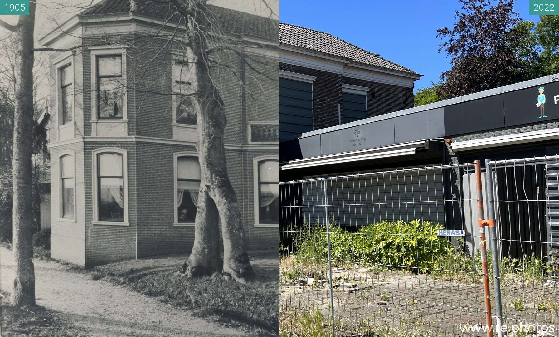 Before and After: Kennemerstraatweg Dekema-state (1905 & 2022-Jun-22)